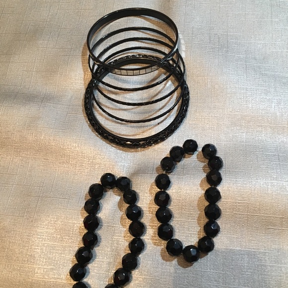 Jewelry | 7 Piece Unique Black Banglesbracelets Set | Poshmark